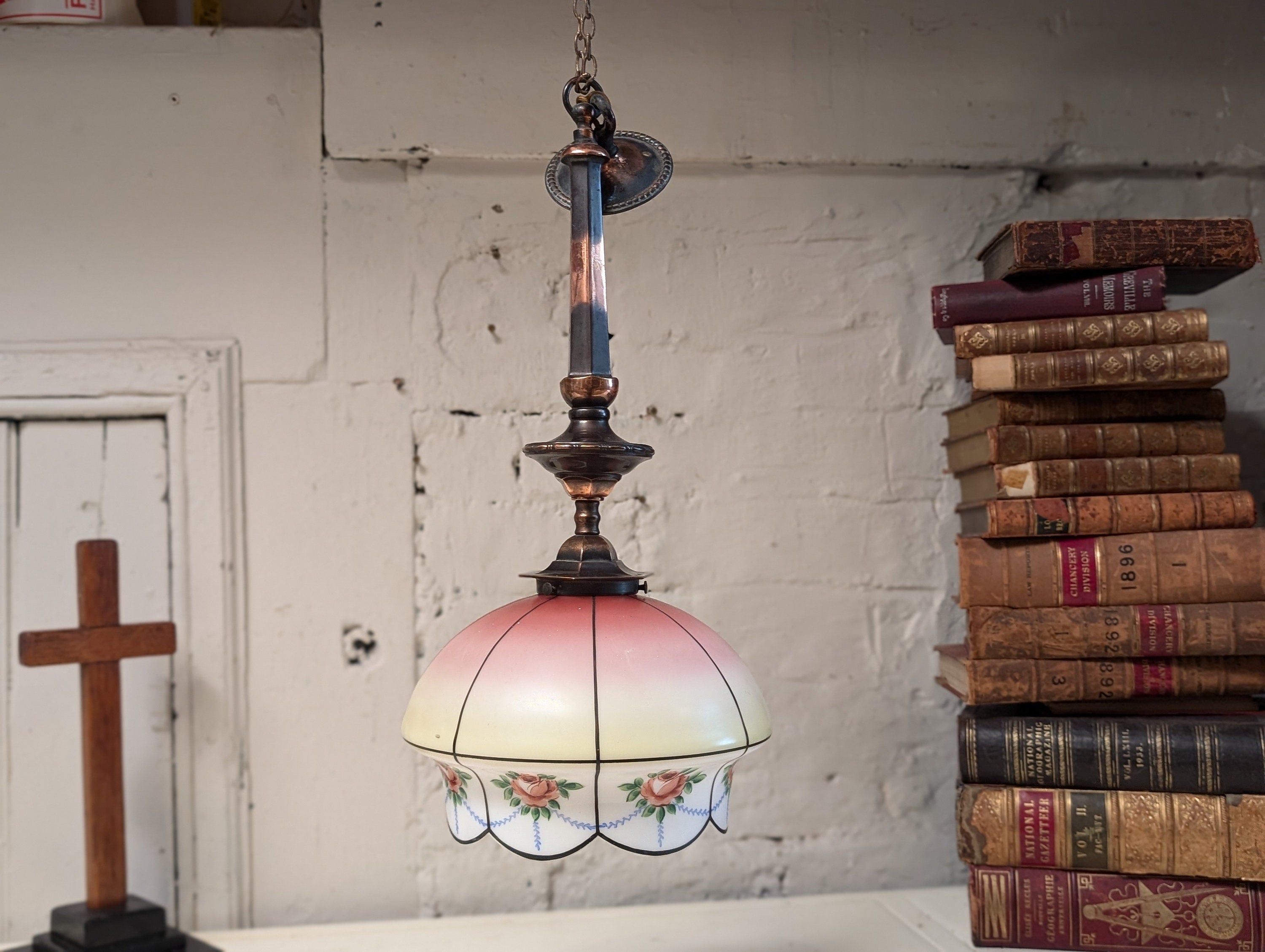 Early 20th.C Painted Opaline Pendant Ceiling Light – CIRCUS OF CURIOS
