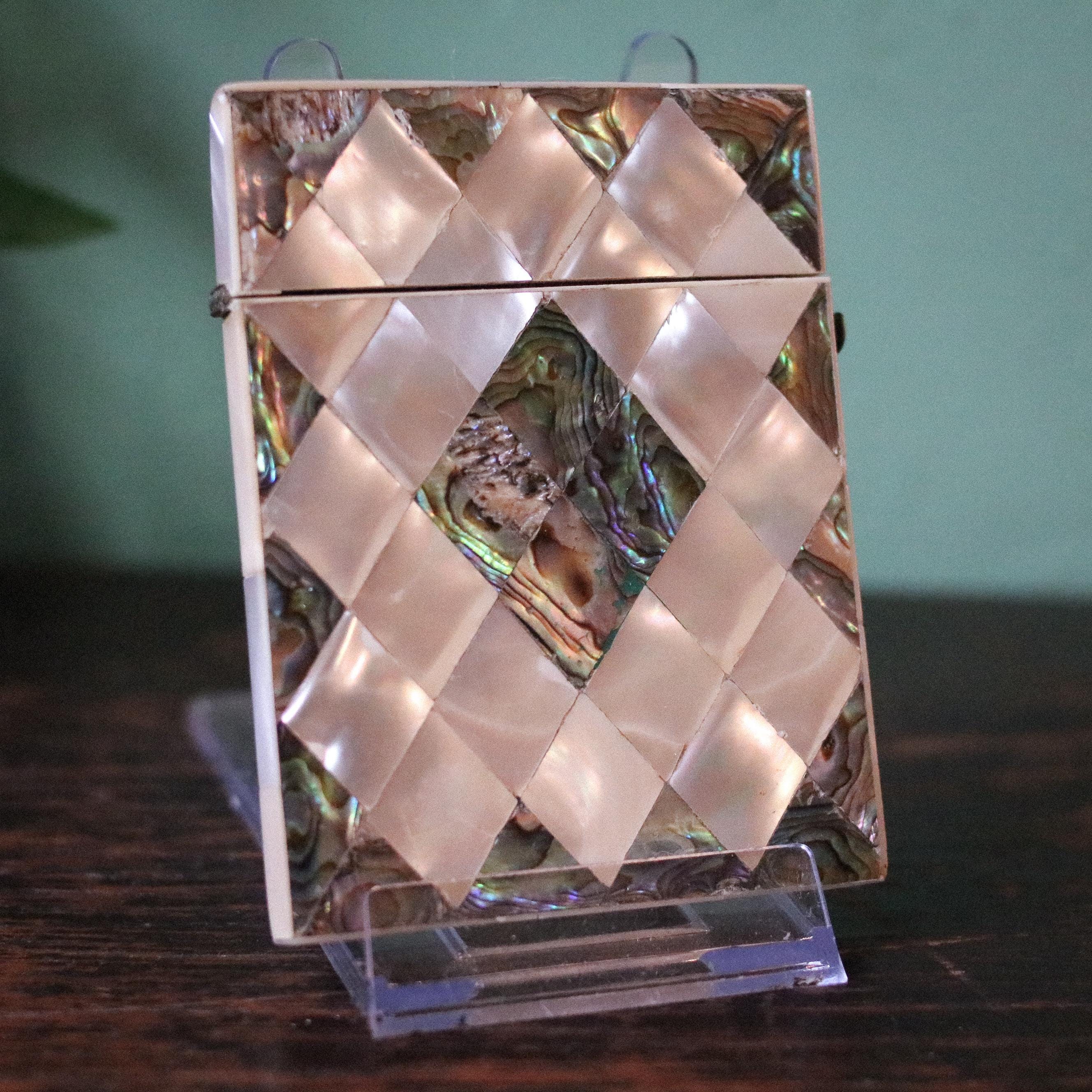 Antique Victorian Mother of Pearl and Abalone Card Case / Purse ...